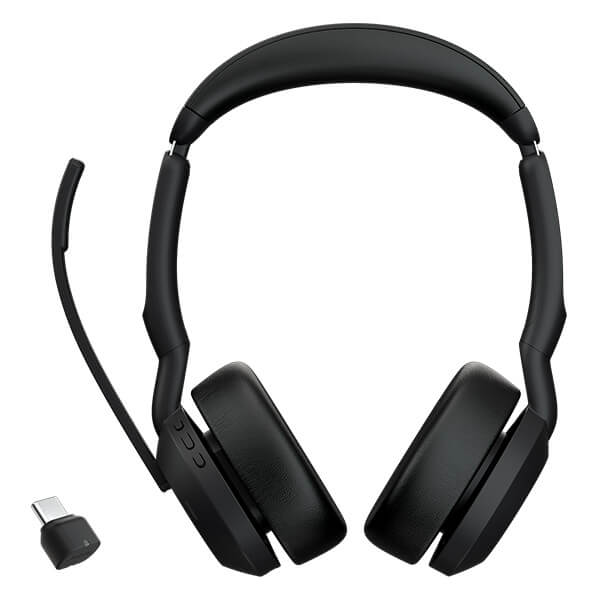 Jabra Evolve2 55 USB-C UC Stereo Bluetooth Headset with Charging Stand ...